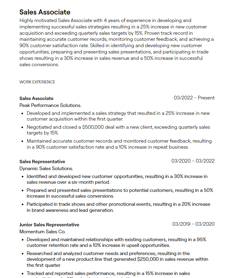 5 Sales Associate Resume Examples with Guidance 